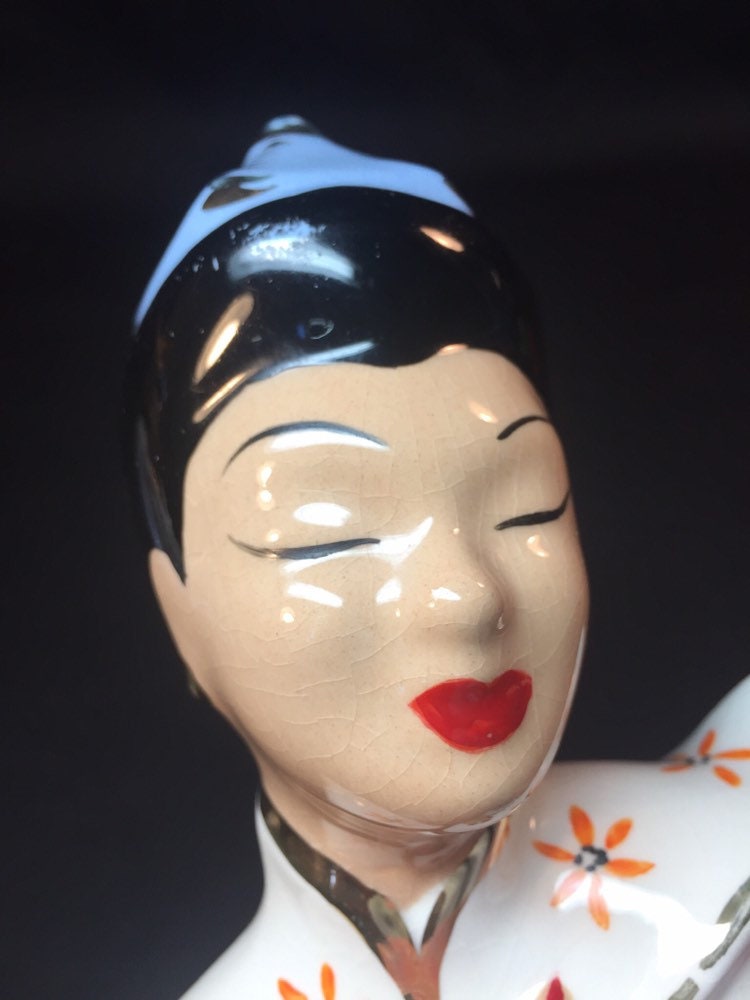 Vintage Asian Bust Head Large Figures Statue Pair | Etsy