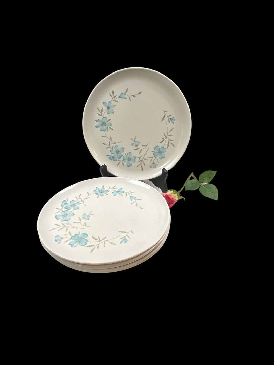 Vintage Melmac Melamine Blue Floral Dinner Plates Set of 6 - Etsy