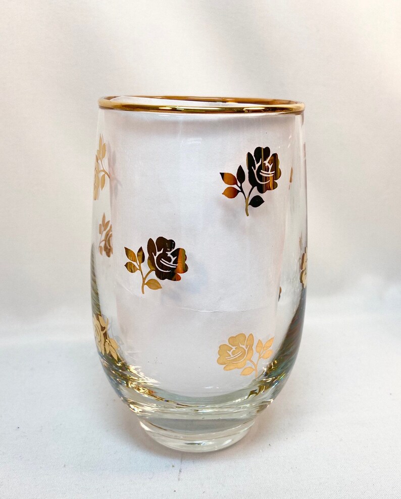 Libbey Provincial Rose Coolers Roly Poly 16 oz Glasses Gold | Etsy