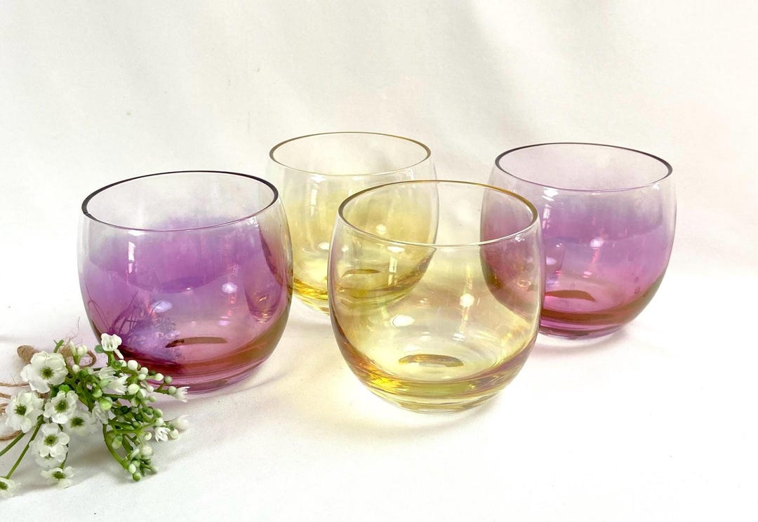 Roly Poly Pastel Ombre Fade Mid Century Cocktail Glasses Pink and ...
