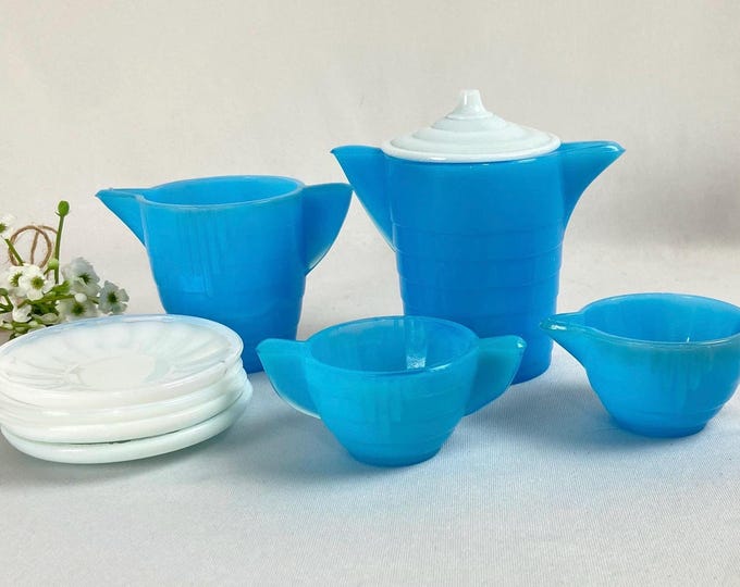 Vintage Akro Agate Glass Children’s Tea Cups Set Blue - 9 Pieces - Etsy