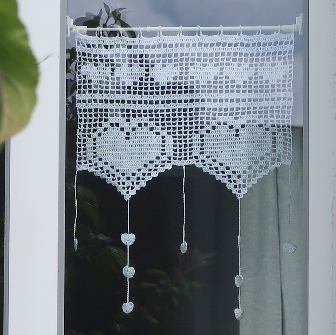Patron de crochet, crochet en français, rideaux cuisine, coeurs ...