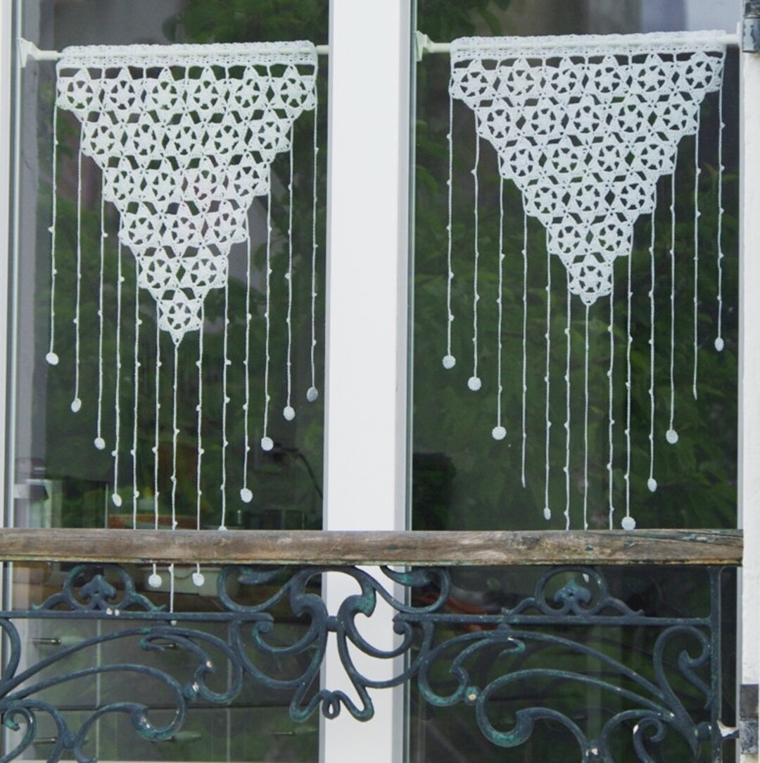 Crochet Pattern, Crochet Lace Curtain, Curtains Valance, Diy, Kitchen ...
