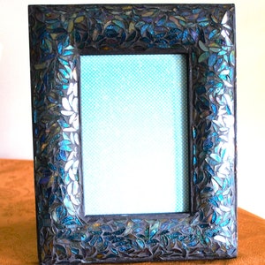Glass Picture Frame, Stained Glass Frame, Blue Glass Frame, Mosaic ...