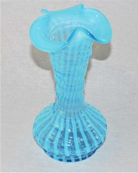 Hand Blown Glass Vase Vintage Blue Glass Vase Hand Blown Etsy