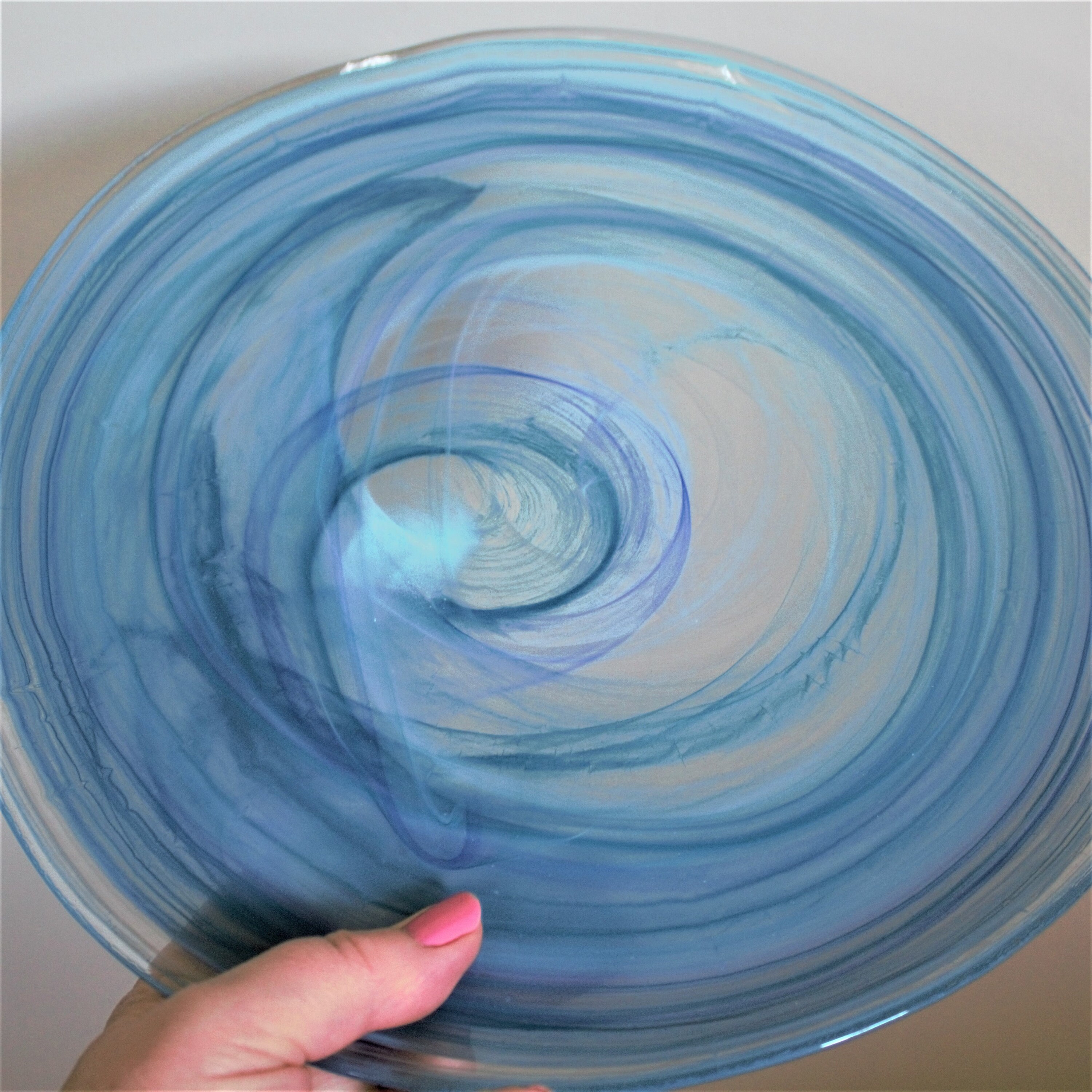Blue Swirl Glass Platter Stunning Blue Glass Plate - Etsy