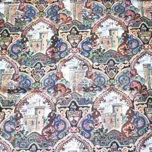 Castle Fabric, Vintage Castle Fabric Remnant, RARE Medieval Castle ...