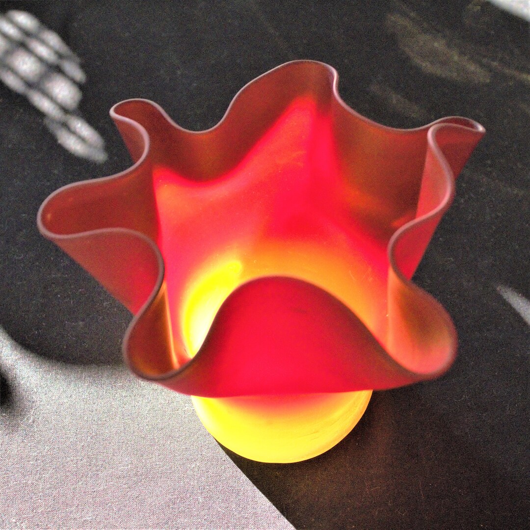 Free Form Vase, Rare Amberina Glass Vase, Hand Blown Art Glass, Red ...