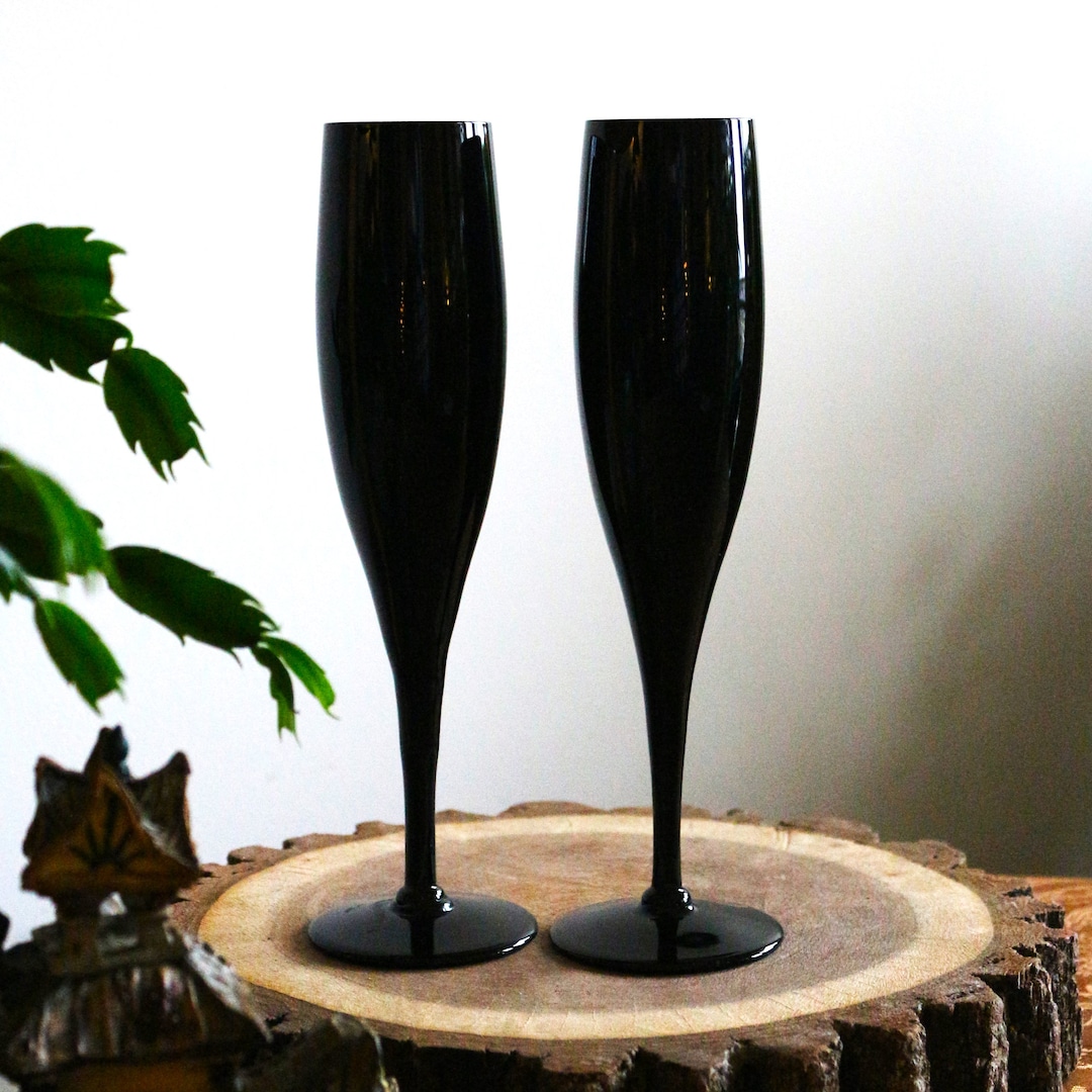 Black Champagne Flutes: Matte Black Toasting Glasses, Set of 2 - Etsy