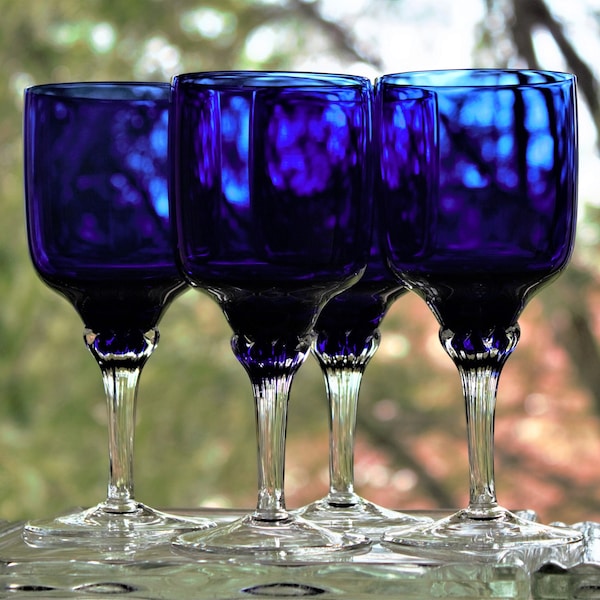 Cobalt Blue Stemware - Etsy