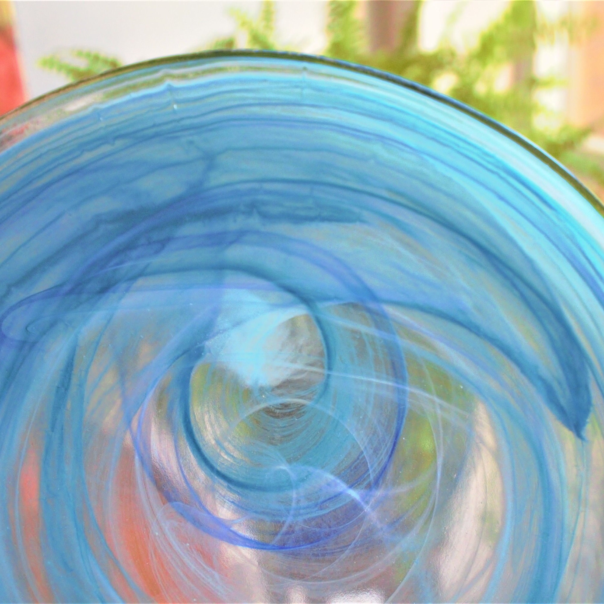 Blue Swirl Glass Platter Stunning Blue Glass Plate - Etsy