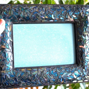 Glass Picture Frame, Stained Glass Frame, Blue Glass Frame, Mosaic ...