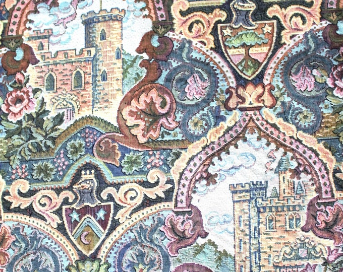 Castle Fabric, Vintage Castle Fabric Remnant, RARE Medieval Castle ...