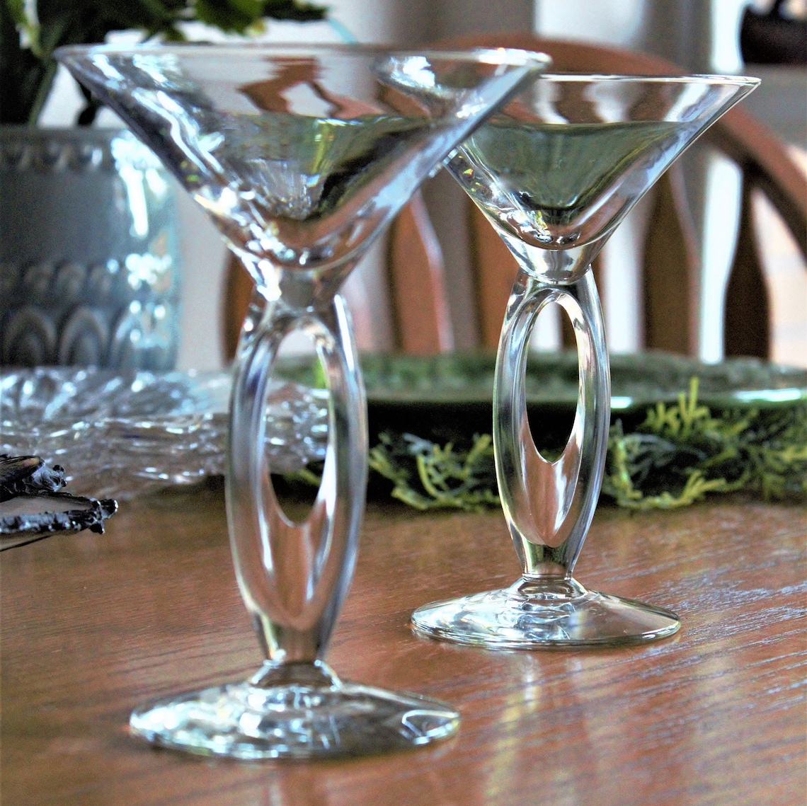 Martini Glass 2 Unique Martini Glasses Clear Cocktail - Etsy