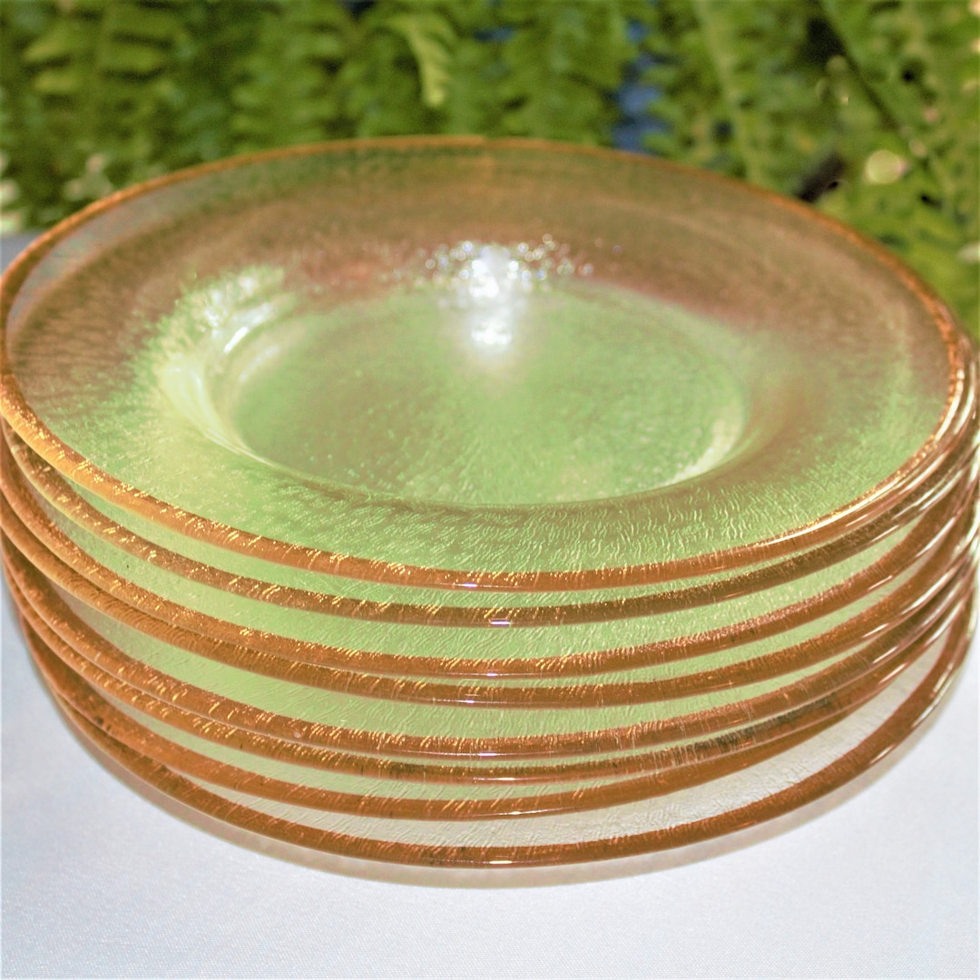 Elegant Glass Plates 6 Clear Glass Plates W Gold Rim Elegant Clear Glass Plates With Gold Rim