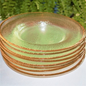 Gold Plate Set, 6pc Elegant Plates With Gold Rim, Patterned Glass ...