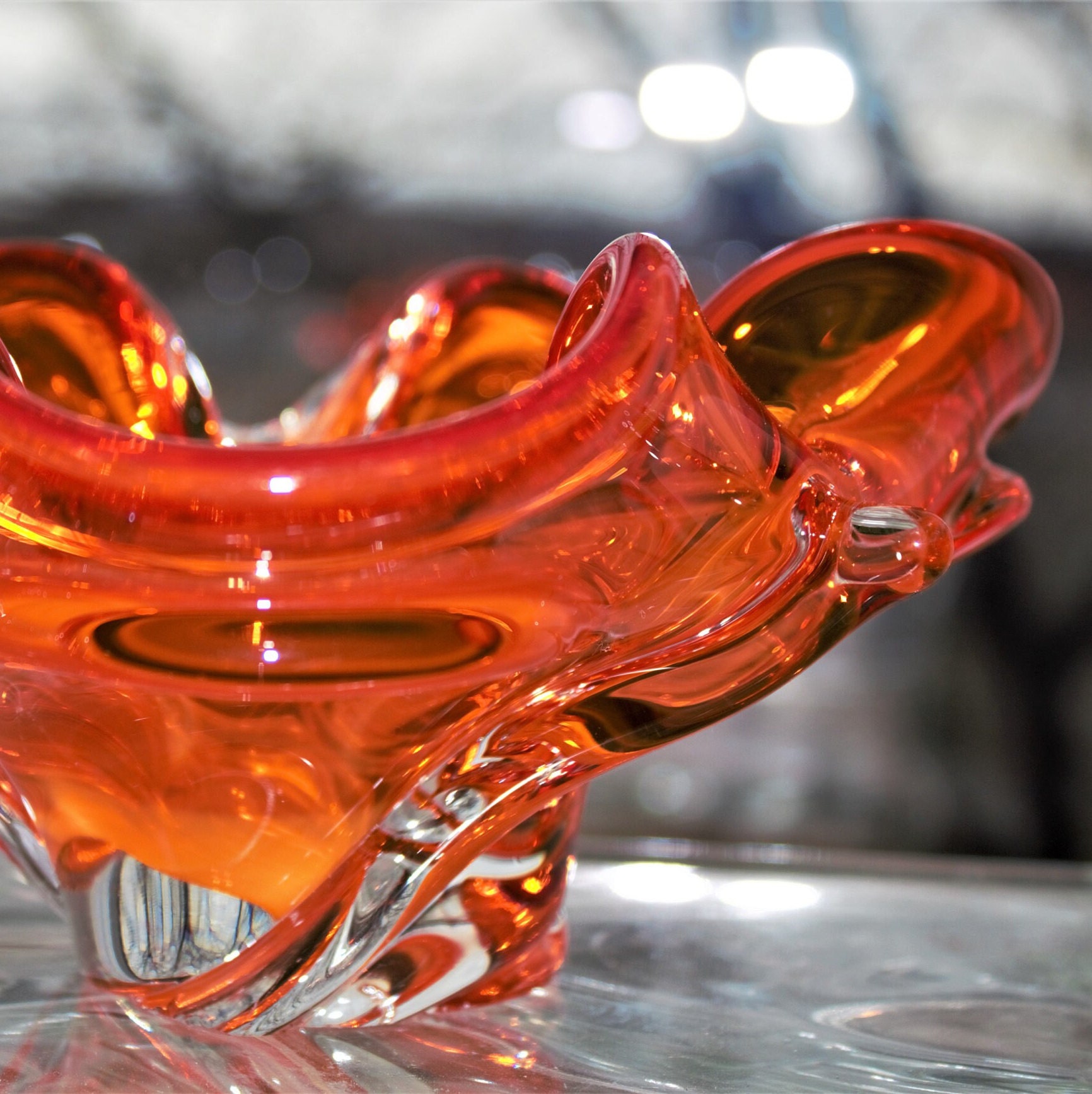 Orange Art Glass Unusual Orange Glass Sculpture Hand Blown - Etsy