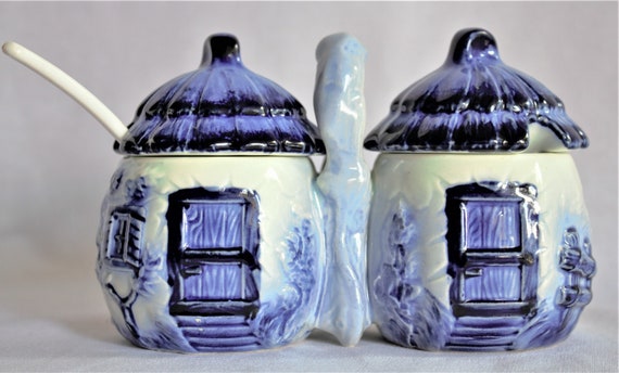Ceramic Condiment holders Antique Table Ware Spice Holder Salt Pepper ...