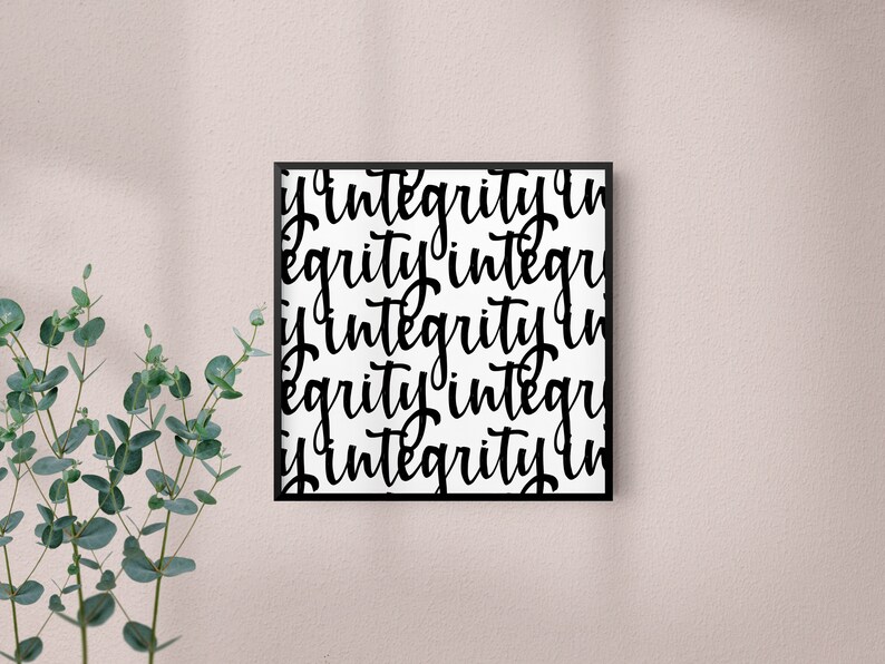 Integrity, Instant Download Digital Print, Minimalist Wall Art, Black ...