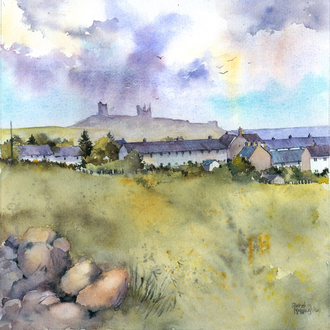 Wall Art Home Decor Print Watercolour Art of Dunstanburgh Castle ...