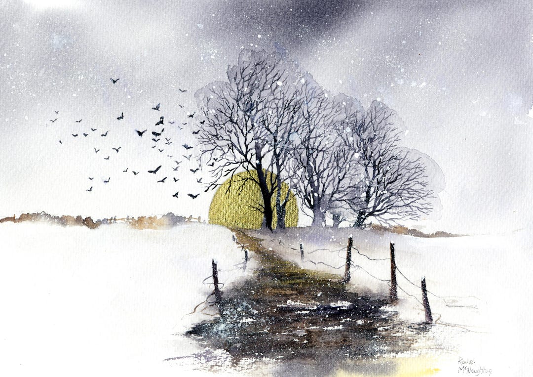 Downloadable Watercolour Tutorial Winter Landscape Step by Step ...