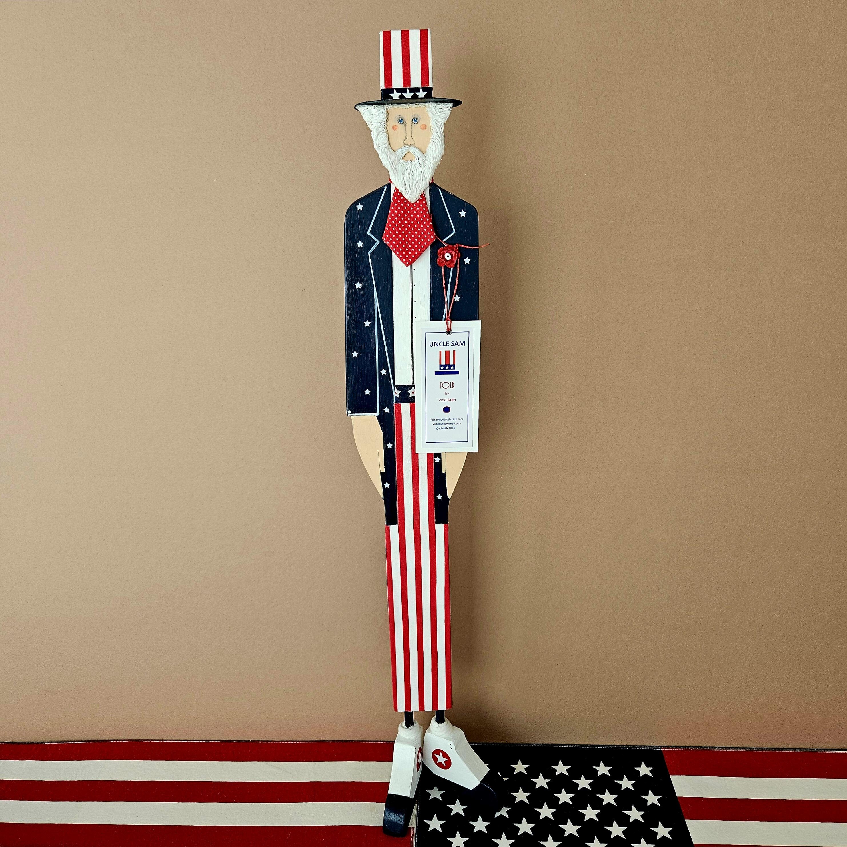 Wooden Folk Art Collectible Patriotic Uncle Sam/americana - Etsy