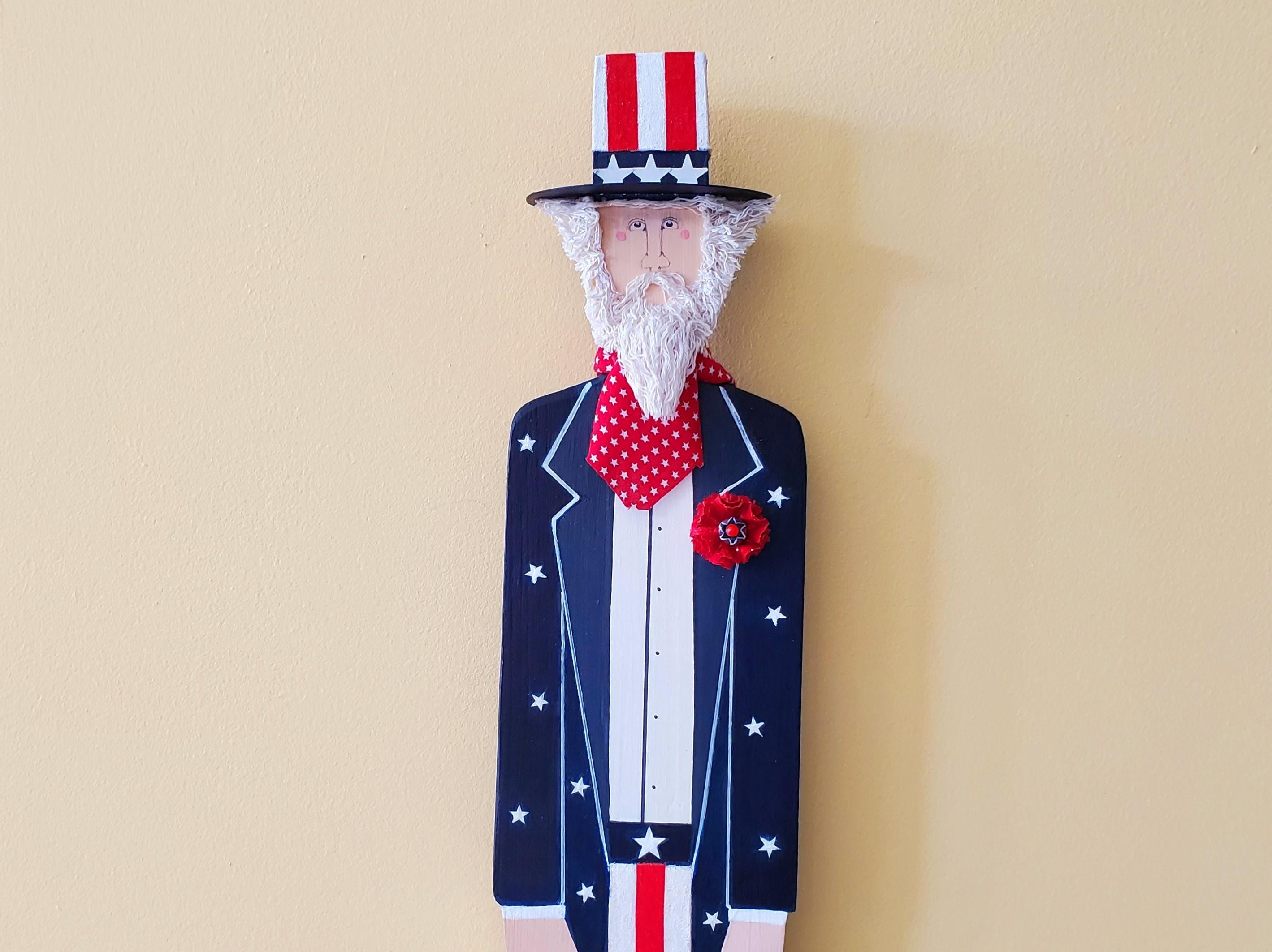 Wooden Folk Art Collectible Patriotic Uncle Sam/americana - Etsy