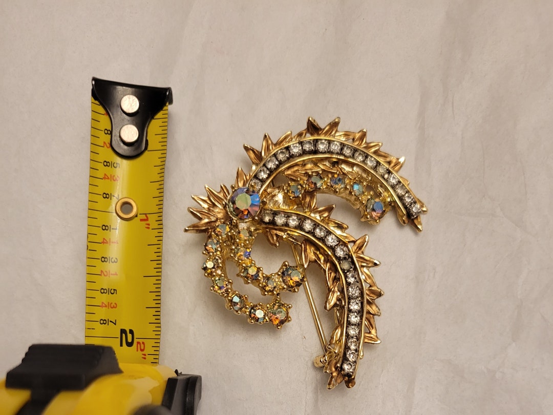 Rare Vintage HAR Crystal Aurora Borealis Swirl Brooch - Etsy