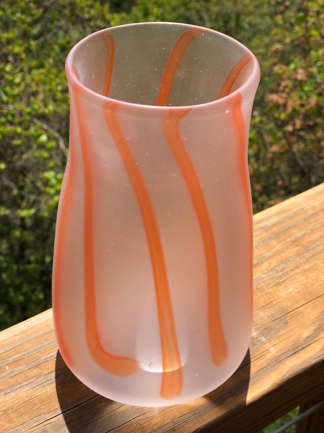 Sandblasted Vase With Red Lines - Etsy