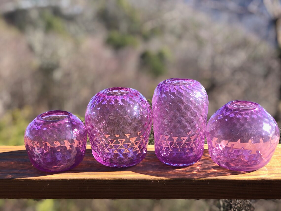 4 Magenta Honey Comb Vases - Etsy