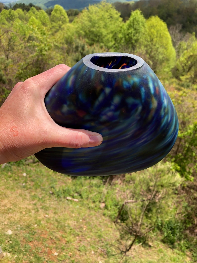 Sandblasted Blue Swirl Smash Vase - Etsy