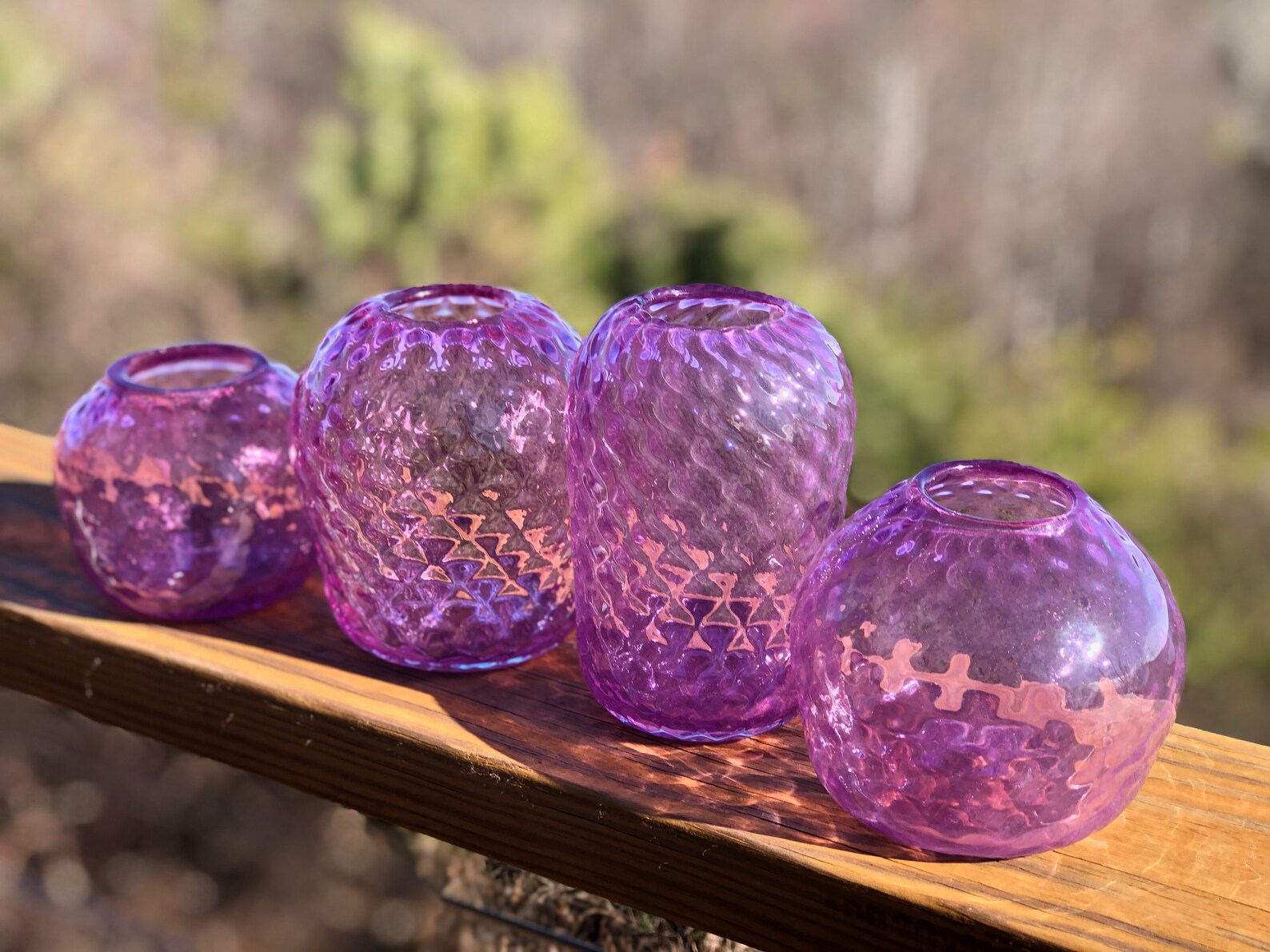 4 Magenta Honey Comb Vases - Etsy