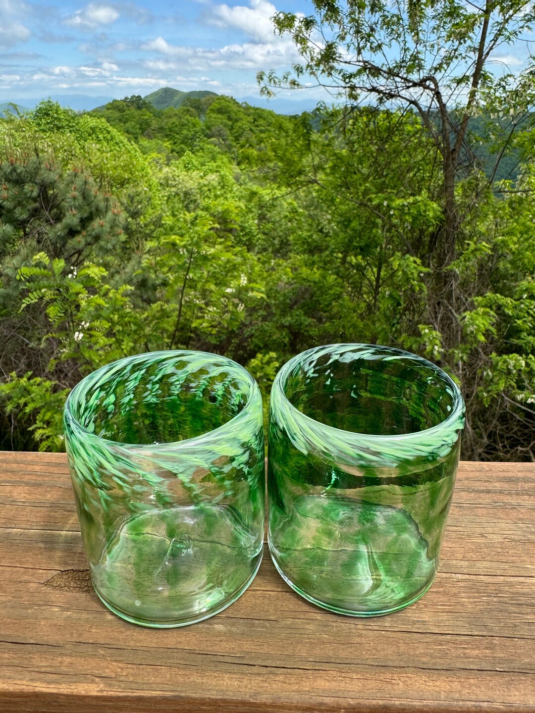 Green Glenn Glass Cups-set of 2D - Etsy