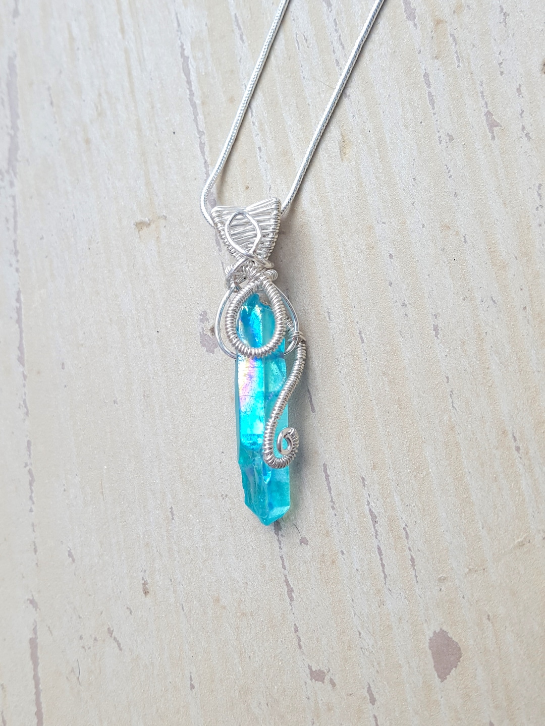 Wire Wrapped Quartz Point, Crystal Necklace, Shard Necklace, Aqua Necklace, Pendulum Necklace ...