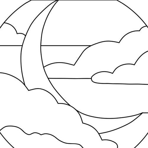 Cloudy Moon Sky Pattern Stained Glass PDF Digital File - Etsy