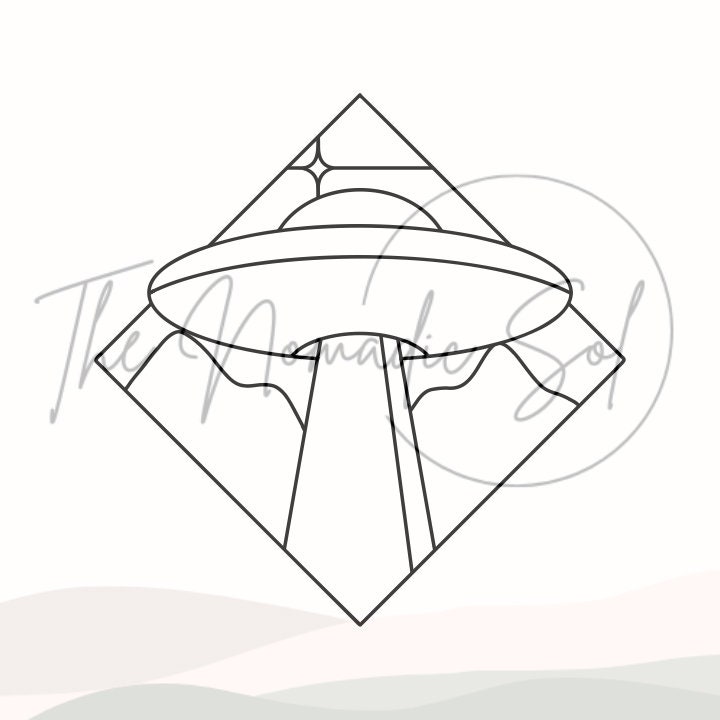 UFO Mountain Scape Pattern Stained Glass PDF Digital File - Etsy