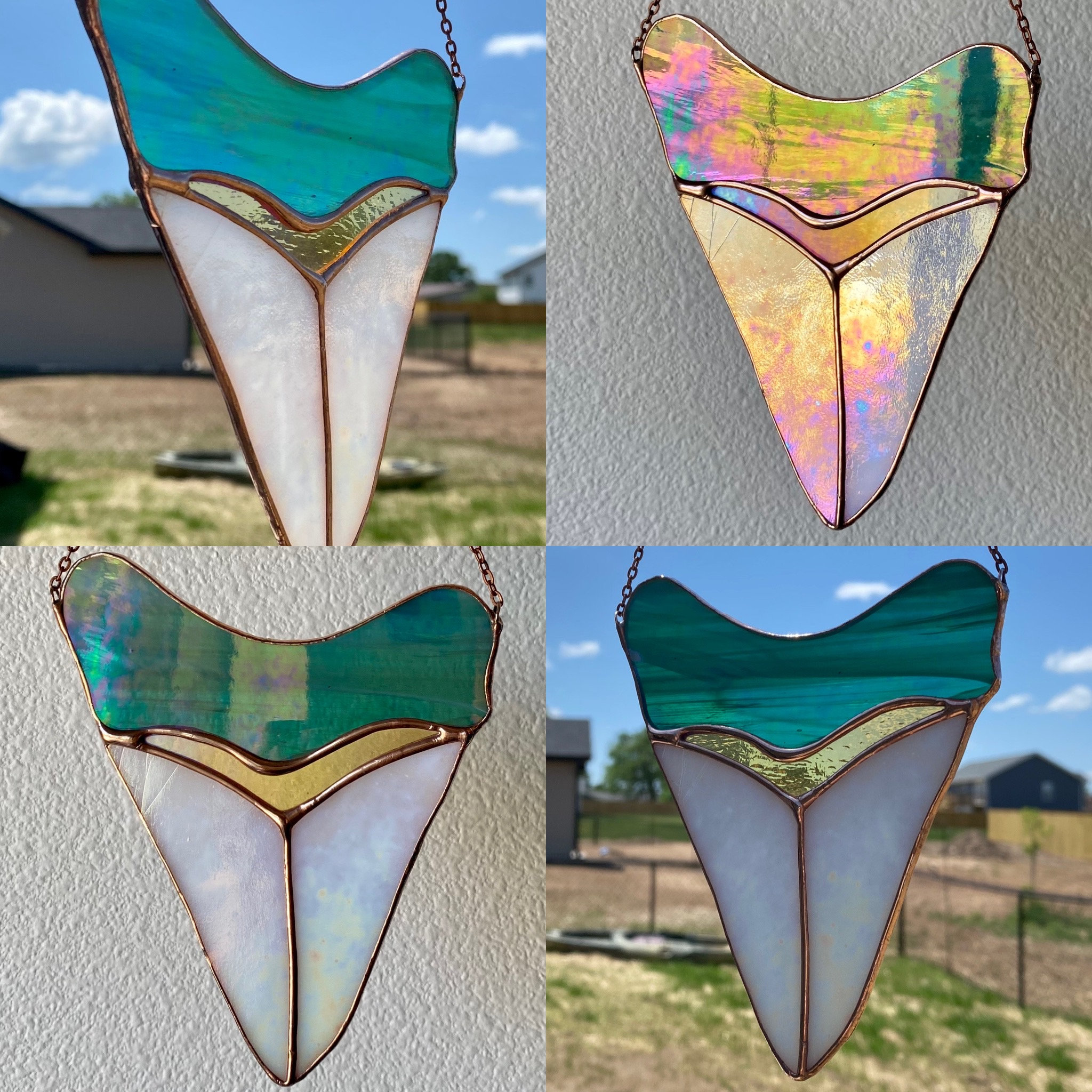 Colorful Sharks Tooth Stained Glass Sun Catcher - Etsy