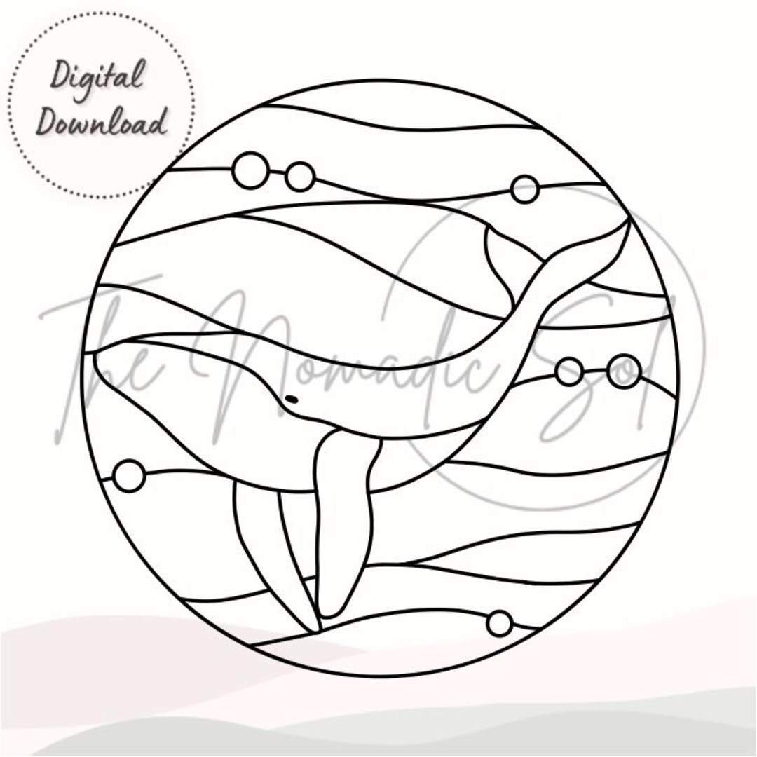 Abstract Humpback Whale Pattern Stained Glass PDF Digital File- 2 ...