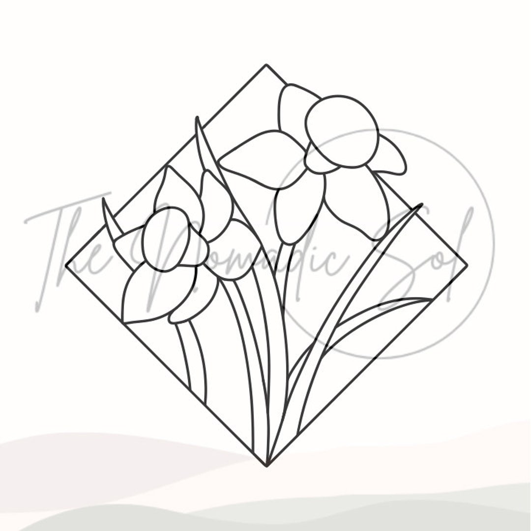 Daffodil Flowers Pattern Stained Glass PDF Digital File - Etsy