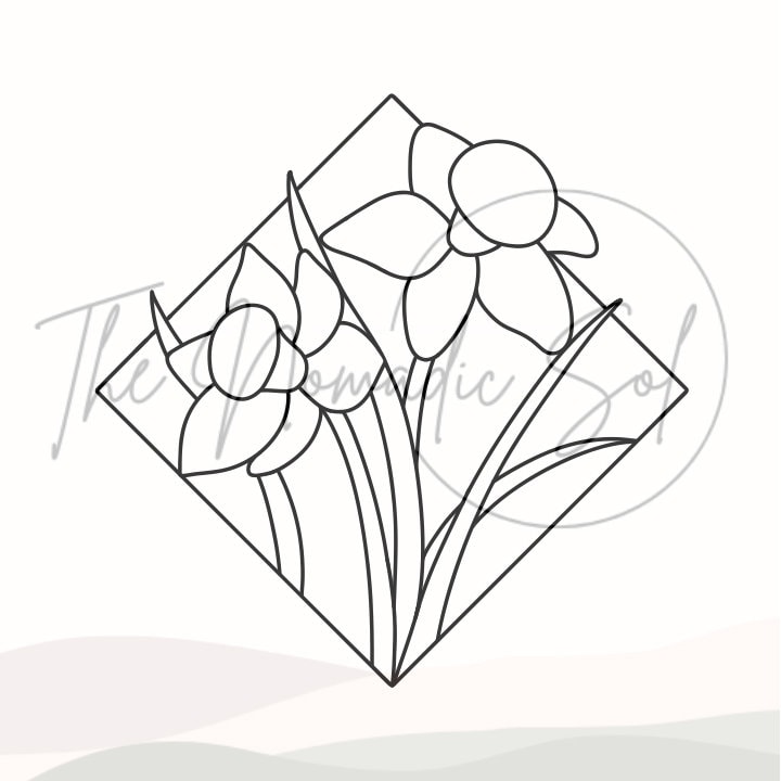 Daffodil Flowers Pattern Stained Glass PDF Digital File - Etsy
