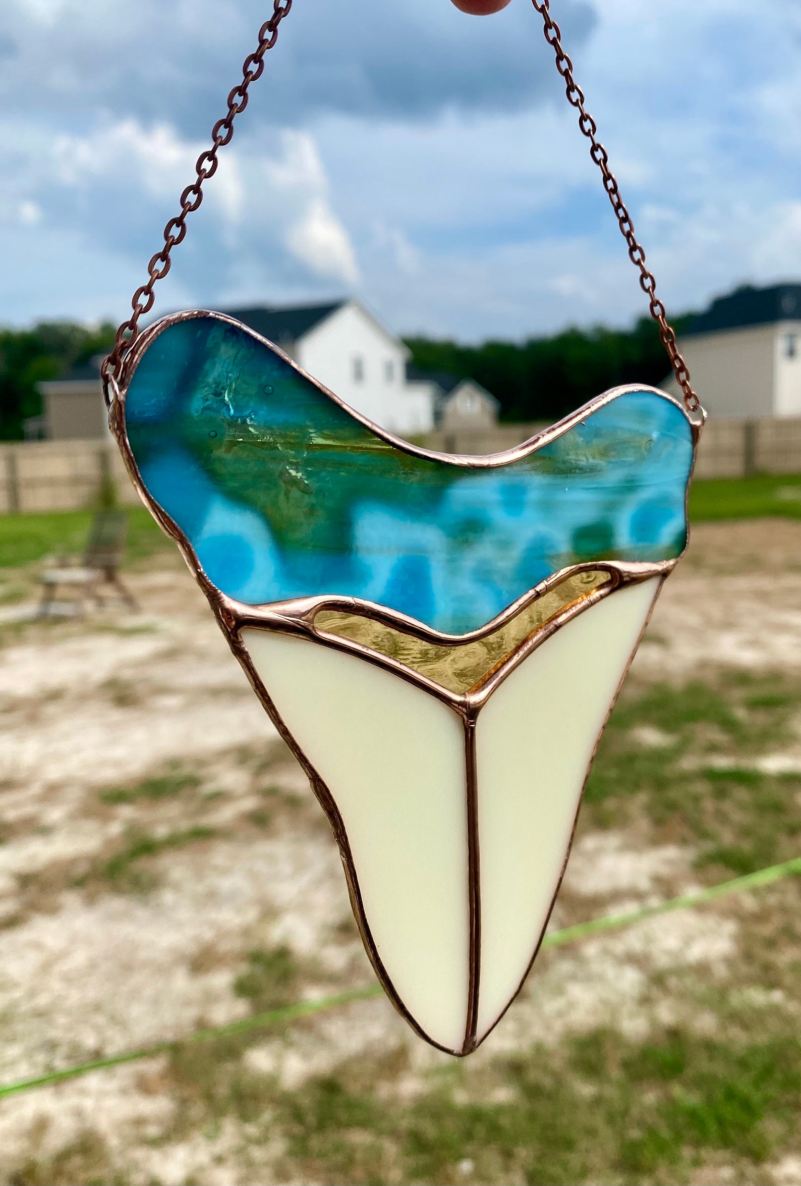 Colorful Sharks Tooth Stained Glass Sun Catcher - Etsy