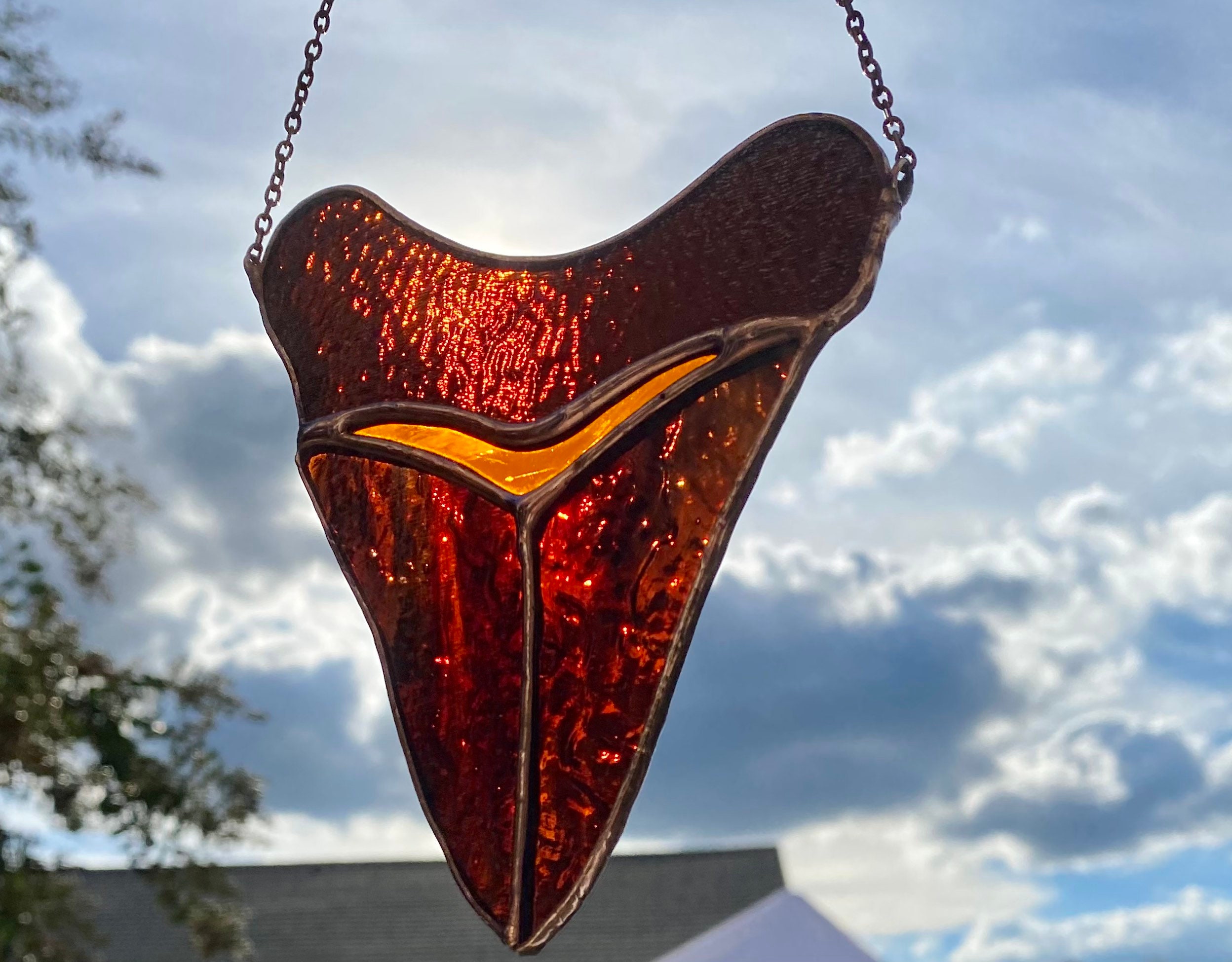 Colorful Sharks Tooth Stained Glass Sun Catcher - Etsy