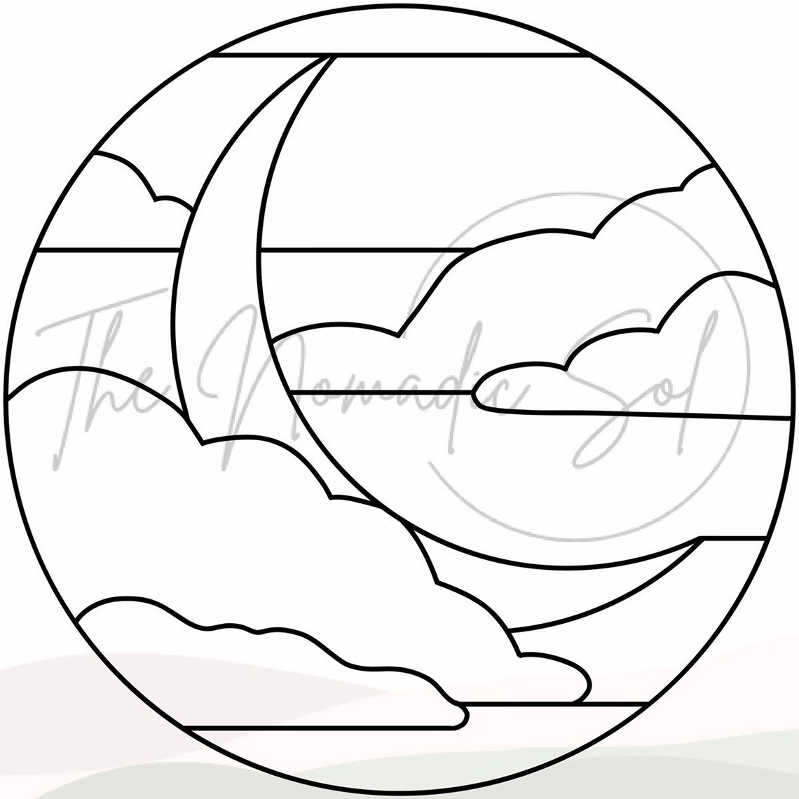 Cloudy Moon Sky Pattern Stained Glass PDF Digital File - Etsy