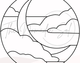 Moon & Stars Stained Glass Pattern JPG and PDF Digital File - Etsy