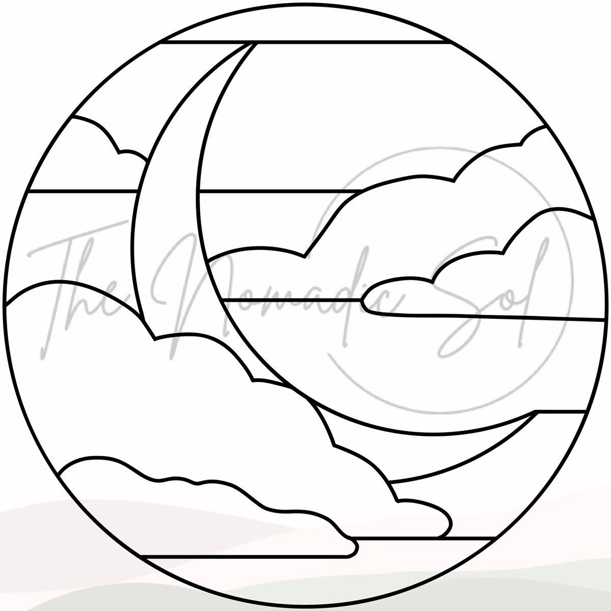 Cloudy Moon Sky Pattern Stained Glass PDF Digital File - Etsy