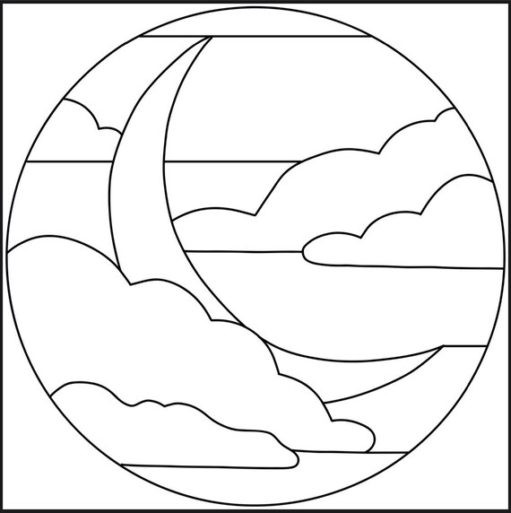 Cloudy Moon Sky Pattern Stained Glass PDF Digital File - Etsy