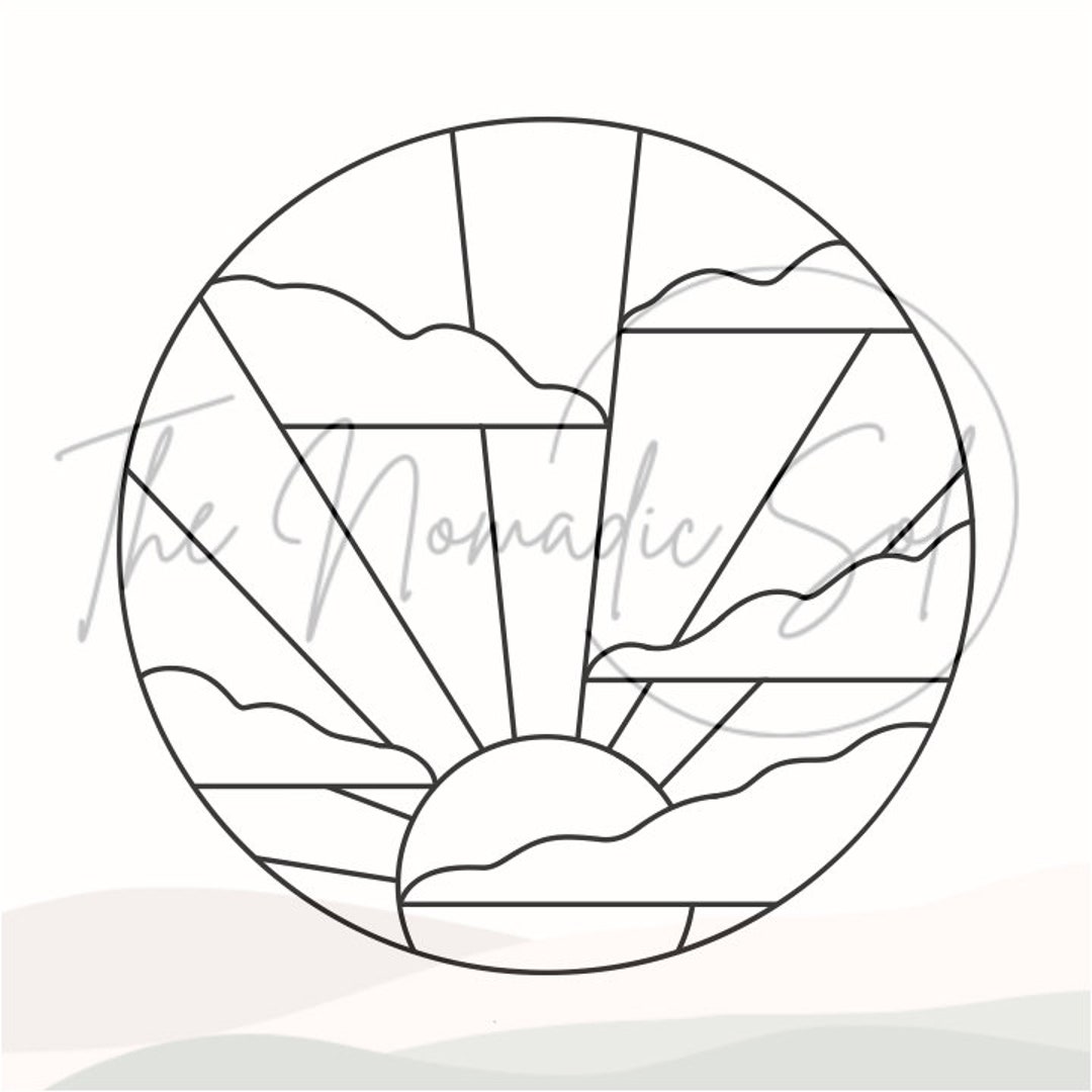 Cloudy Sun Rays Pattern Stained Glass PDF JPG PNG Digital File - Etsy