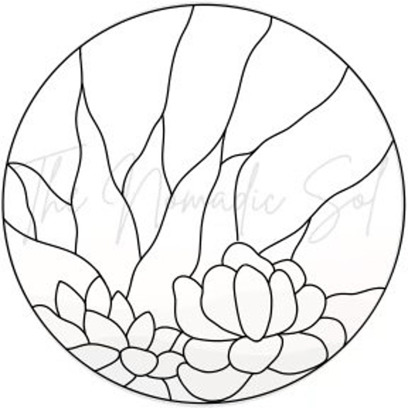 Succulent Cluster Pattern Stained Glass PDF Digital File - Etsy