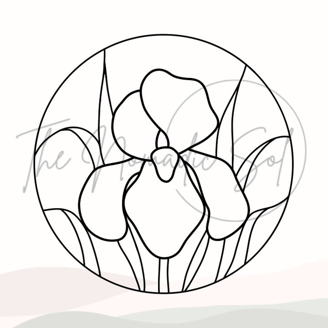 Iris Flower Pattern Stained Glass PDF Jpg Digital File - Etsy