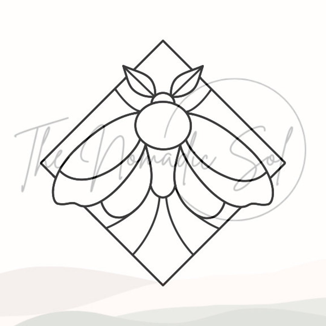 Moth in Square Pattern Stained Glass PDF Digital File - Etsy